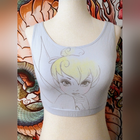 Disney | Tops | Baby Blue Disneys Tinkerbell Crop Topbralette Sz S ...